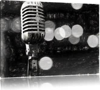 Pixxprint Mikrofon, Größe: 120x80cm, Leinwandbild, fertig gespannt, Wandbild, Dekoration, Kunstdruck, kein Poster
