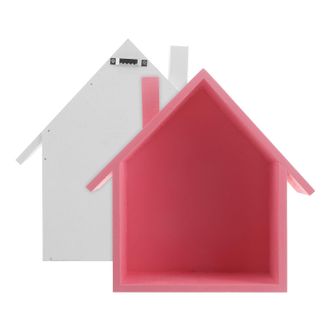 Cabilock 2 St&uuml;ck Schwebende Haus Wandregale aus Naturbelassenem Holz Wei&szlig; und Rosa Kleiner Organizer f&uuml;r Badezimmer K&uuml;che und Wohnzimmer