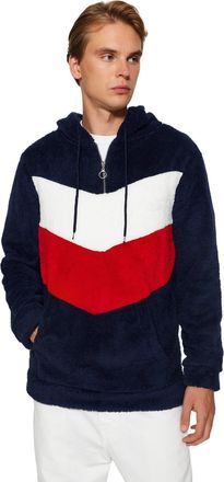 Trendyol Trendyol Herren Hood Colorblock Regular Sweatshirt, Marineblau, XL