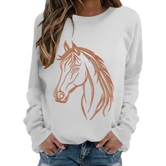 Generic Pullover Femme Chic Et Elegant Manches Longues Sweat Pull Col Rond Couleur Unie Sweater Top Streetwear Grandes Tailles Vetement pour Printemps Automne