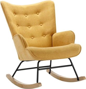 Vente-Unique Vente-unique - Fauteuil à bascule en tissu chiné jaune moutarde elmina ii