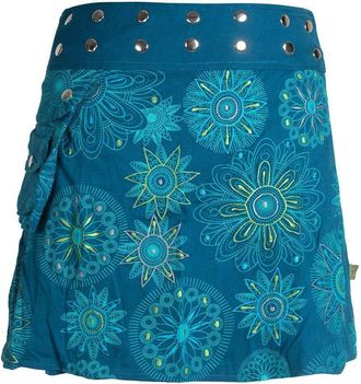 vishes Alternative Bekleidung - Damen Wickel-Rock Bedruckt Bestickt Blumen Mandala G&uuml;rtel-Tasche t&uuml;rkis 34-40