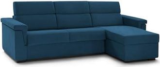 Talamo Italia Schlafsofa mit Halbinsel Ombretta, Wandelbares Ecksofa für das Wohnzimmer, gepolstert, abnehmbar, 100% Made in Italy-Qualität, 285x160 h100 cm, Blau