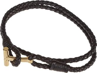 Tom Ford Armb&auml;nder - T Wrap Woven Bracelet Black - Gr. L - in Schwarz - f&uuml;r Damen