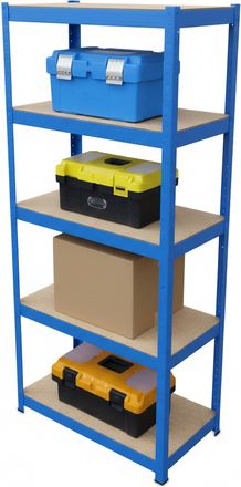 Relaxdays Schwerlastregal, HxBxT 180x60x30 cm, Traglast 500 kg, 5 Ebenen, Lagerregal Keller, zum Stecken, blau