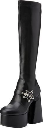 Lamoda Lamoda Damen Im Your Star Kniehohe Stiefel, Schwarz (Black Pu), 38 EU