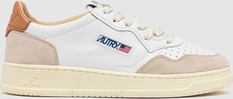 Autry Baskets Homme Medalist Cuir Blanc, Beige, Sandstorm