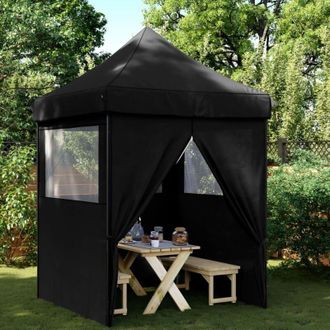 vidaXL Tente de r&eacute;ception pliable escamotable 4 parois lat&eacute;rales noir - Vidaxl