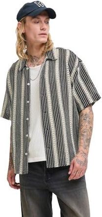 Jack & Jones Jorbellagio Crochet Shirt SS, Noir, XL Hommes
