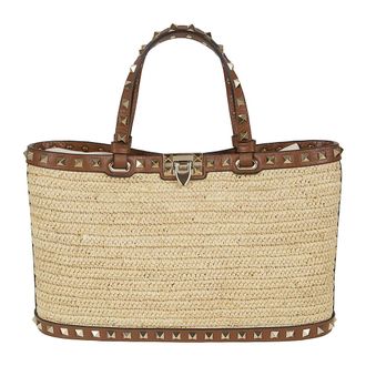 Valentino Garavani Femme, Sacs, Beige, Taille: ONE Size Small Rockstud Tote