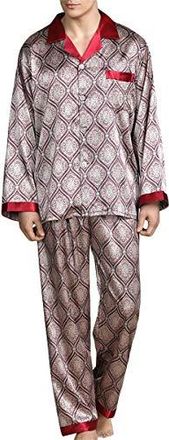 AlltheMen Homme Ensemble de Pyjama Long, Vêtement de Nuit Confortable à Motif Imprimé, 2Pcs Sleepwear Haut et Bas Type 11 L