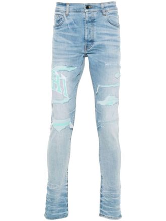 Amiri jean skinny &agrave; logo Varsity - Bleu