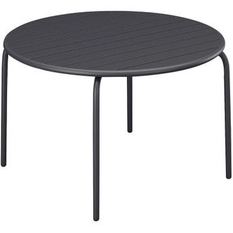 Vente-Unique Table de jardin ronde D.130 cm en m&eacute;tal - Gris anthracite - MIRMANDE de MYLIA