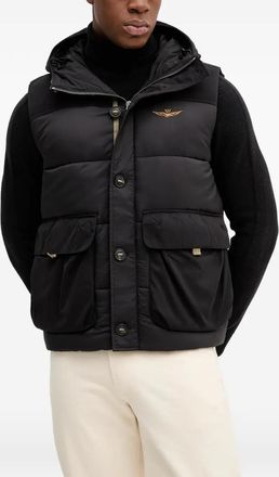 Aeronautica hooded padded gilet - Schwarz