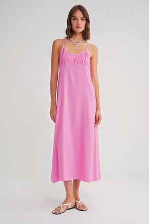 Mixray Tr&auml;ger Maxi-Kleid mit gerafftem Detail