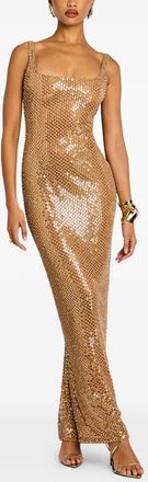 Retrof&ecirc;te robe longue Xiomara &agrave; sequins - Or
