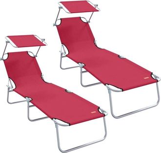 vidaXL Sonnenliege 2-Person 2 pcs Rot 58 x 188 x 77cm Stoff vidaXL