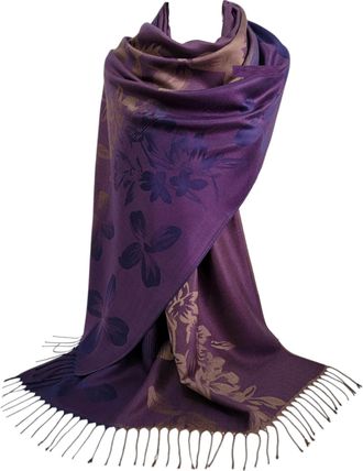 GFM Schal mit Blumenmuster im Pashmina-Stil (FRL3), 2021 - ghjmn - lila, blau, L