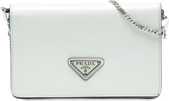 Prada Hobo Bags - Mini Brushed Leather Chain Crossbody - Gr. unisize - in Wei&szlig; - f&uuml;r Damen