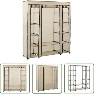 vidaXL Vidaxl - Stoffschrank mit F&auml;chern Kleiderstangen Creme 150x45x176cm