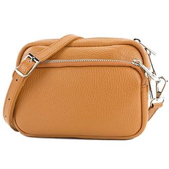 modamoda.de T231 - ital. Sac &agrave; bandouli&egrave;re petit en cuir, camel, s