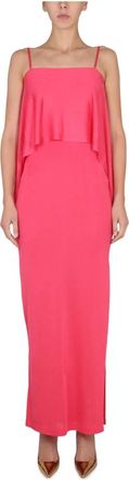 Tom Ford Femme, Robes, Rose, Taille: 40 FR Compact Slinky Viscose Full Length Ruffle Dress