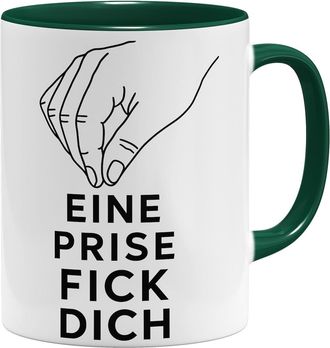 OM3 witzige Kaffee-Tasse mit Spruch - eine Prise Fick dich - Statement - Keramik Becher - 325ml - Beidseitig Bedruckt - Grün