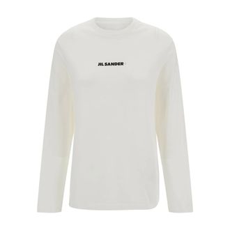 Jil Sander Femme, Tops, Blanc, Taille: 42 FR T-Shirt Ras du Cou en Coton