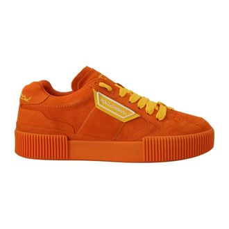 Dolce & Gabbana Orange Wildleder Schn&uuml;rsneaker - - Shoes - Damen - Orange - 36 EU