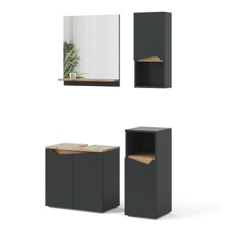 Vicco Badm&ouml;bel-Set Anthrazit Marelle, bestehend aus Bad Spiegelschrank, Waschbeckenunterschrank, Midischrank, H&auml;ngeschrank - Praktische Aufbewahrung f&uuml;r Bad