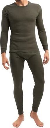 MT Ensemble de sous-v&ecirc;tements thermiques et de ski pour homme - Sous-v&ecirc;tements longs &agrave; lint&eacute;rieur doux, olive, XXL