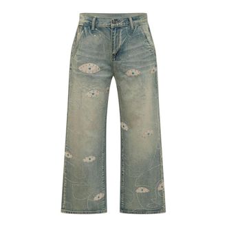 KidSuper Studios Homme, Jeans, Bleu, Taille: M Studded Face Jeans