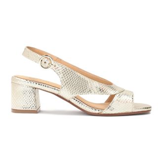 Kazar Sandalen auf einem breiten Absatz aus gepr&auml;gtem Leder - - Shoes - Damen - Gelb - 39 EU