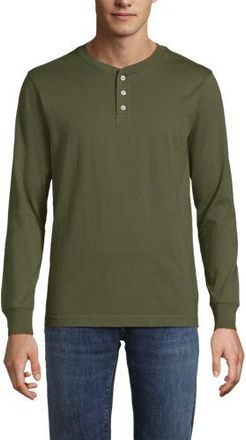 Lands End Super-T Langarm-Henleyshirt, Classic Fit, Herren, Größe:44-46 regular, Grün, Baumwolle, by Lands End