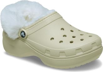 Crocs Classic Platform Fuzz Lined Clog 41-42 EU Bone