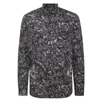 Philipp Plein Homme, Chemises, Noir, Taille: L Chemise Slim Fit Tattoo