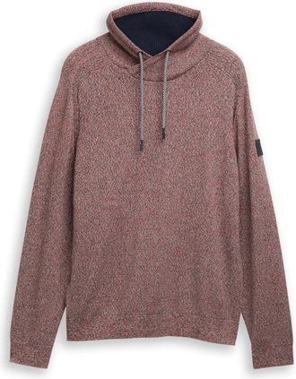 Tom Tailor Herren 1048021 Strickpullover mit Snood, 38685-Red Green Multicolor, XL