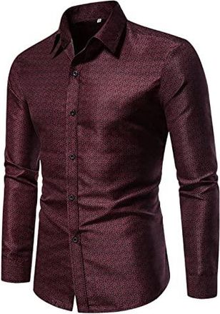 Generic Chemises habill&eacute;es pour homme, chemises &agrave; manches longues et col rabattable, col boutonn&eacute;, chemise de smoking d&eacute;contract&eacute;e, costume de f&ecirc;te, costume d