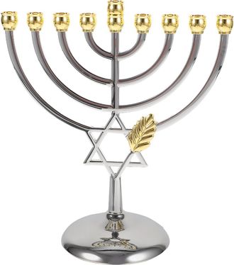 BESPORTBLE Hanukkah Menorah Chanukka 9 Zweig Kerzenhalter Jüdischer Kerzenständer Dekorativer Kerzenhalter Metallkandelaber Tischdekoration Für Hochzeitstischdek