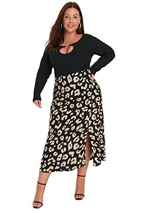 Trendyol Jupe Grande Taille - Noir - Midi, Noir, 48 Plus