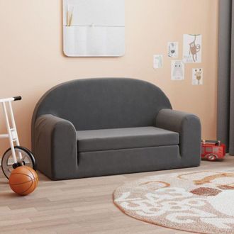 vidaXL Kinder-Schlafsofa 2-Sitzer Anthrazit Weicher Pl&uuml;sch vidaXL