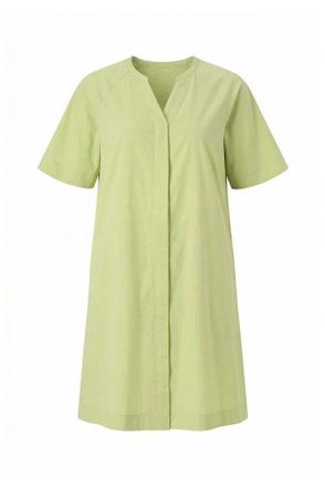 Ulla Popken Midikleid Popeline-Kleid A-Linie Tunika-Ausschnitt Halbarm