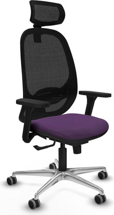 Piqueras y Crespo Cilanco Schreibtisch-Rollstuhl mit 3D-Armen, h&ouml;henverstellbare Lendenwirbelst&uuml;tze und h&ouml;henverstellbares Kopfteil, Schwarz / Violett