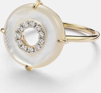 Mateo Bijoux Bague en or 14 ct (585/1000) avec diamants et perles