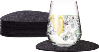 Brandsseller Filz Untersetzer | Glasuntersetzer Curved | Abgerundete Dreiecksform | Deko Untersetzer Set | Grau 12er Set