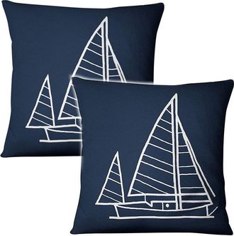 Generic 2er-Set Dekokissen Kissenbezüge 45x45 cm, Zierkissenbezüge Couch Überwurf Taille Quadratischer Kissenbezug für Zuhause Auto Deko, Baumwollleinen, skan