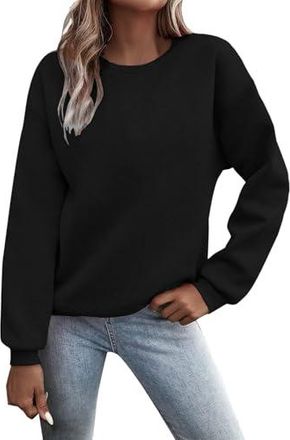 Generic Sweatshirts pour femmes, sweat-shirt pour femme, couleur unie, surdimensionn&eacute;, haut &agrave; col rond, manches longues, automne hiver, d&eacute;contract&eacute;, confortab