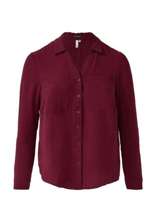 QS by s.Oliver Langarmbluse Bluse Cr&ecirc;pebluse mit Turn-up-&Auml;rmel