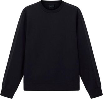 A|X Armani Exchange Mens Essential, Striped, Long Sleeve, Round Collar Sweatshirt, Black, M