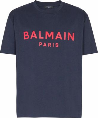 Balmain T-Shirt mit Paris-Print - - Tops - Herren - Blau - XS